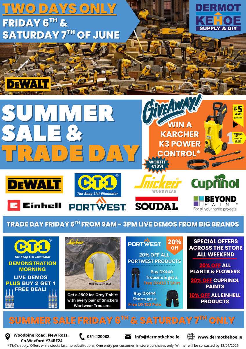 SUMMER SALE & TRADE DAY – 6th & 7th June 2025! ☀️🛠️ – Dermot Kehoe ...