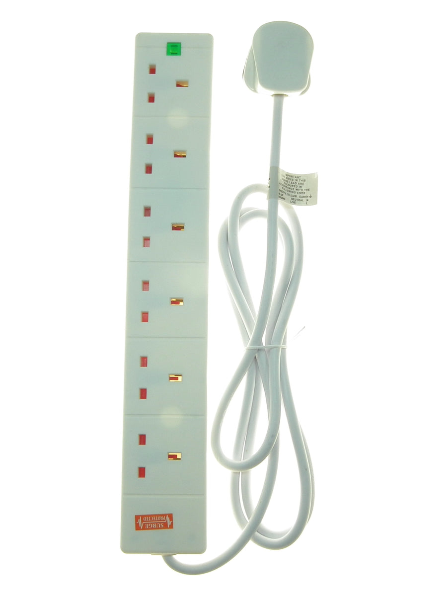 Power Master 6-Way 2 Meter Surge Protection Extension Lead - 6201884 ...